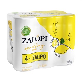 ΖΑΓΟΡΙ | Ανθρακούχο Νερό Λεμόνι Κουτί 330ml 4+2 Δώρο | AB