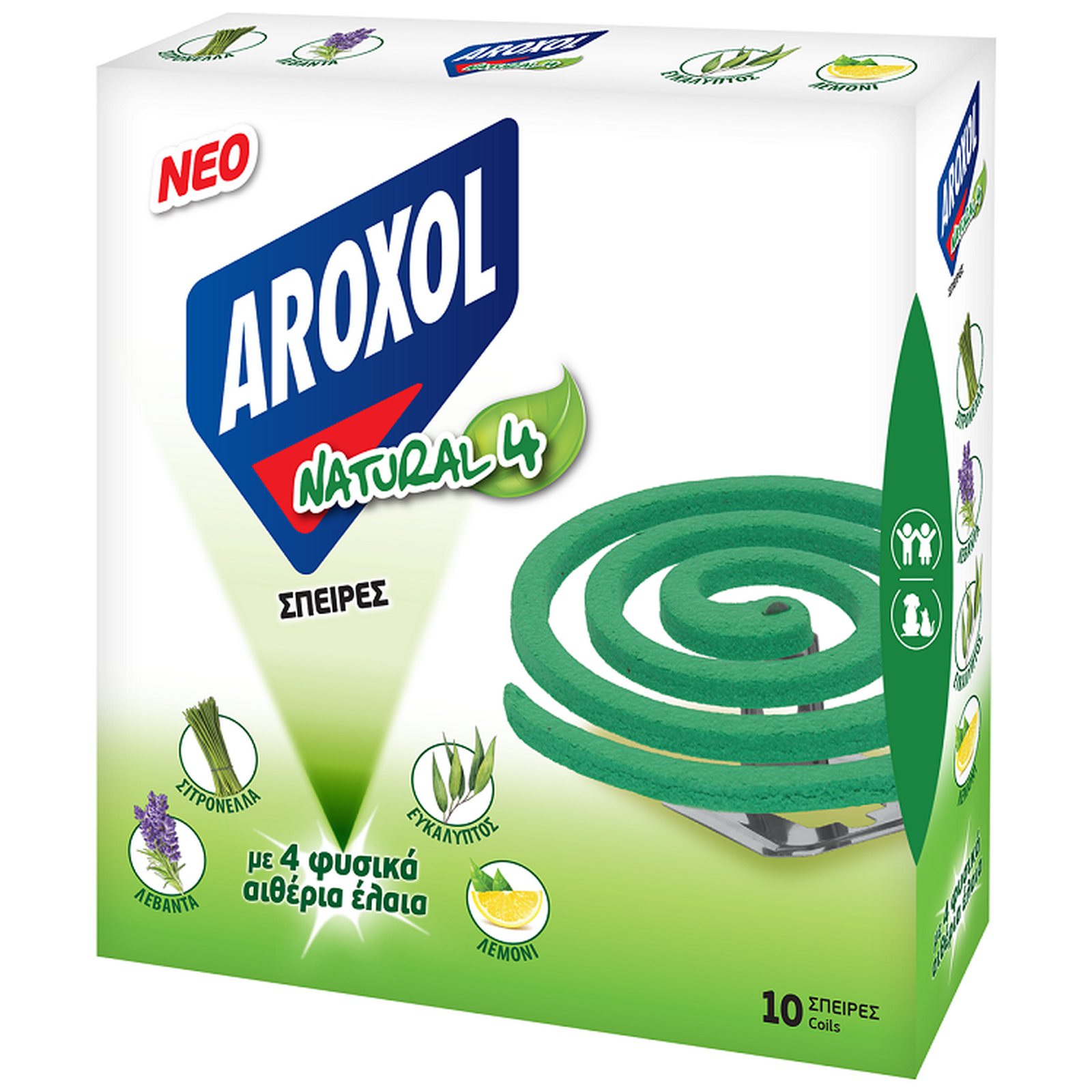 AROXOL | Εντομοαπωθητικές Σπείρες Natural 4 Spiral 10 Τεμάχια | AB
