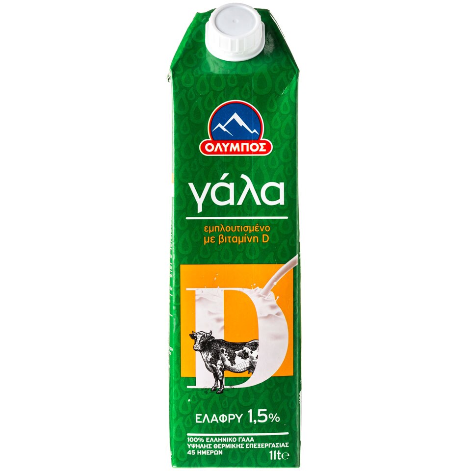 ΟΛΥΜΠΟΣ | ΓΑΛΑ ΜΕ ΒΙΤΑΜΙΝΗ D 1.5% ΛΙΠΑΡΑ 1 LT | AB
