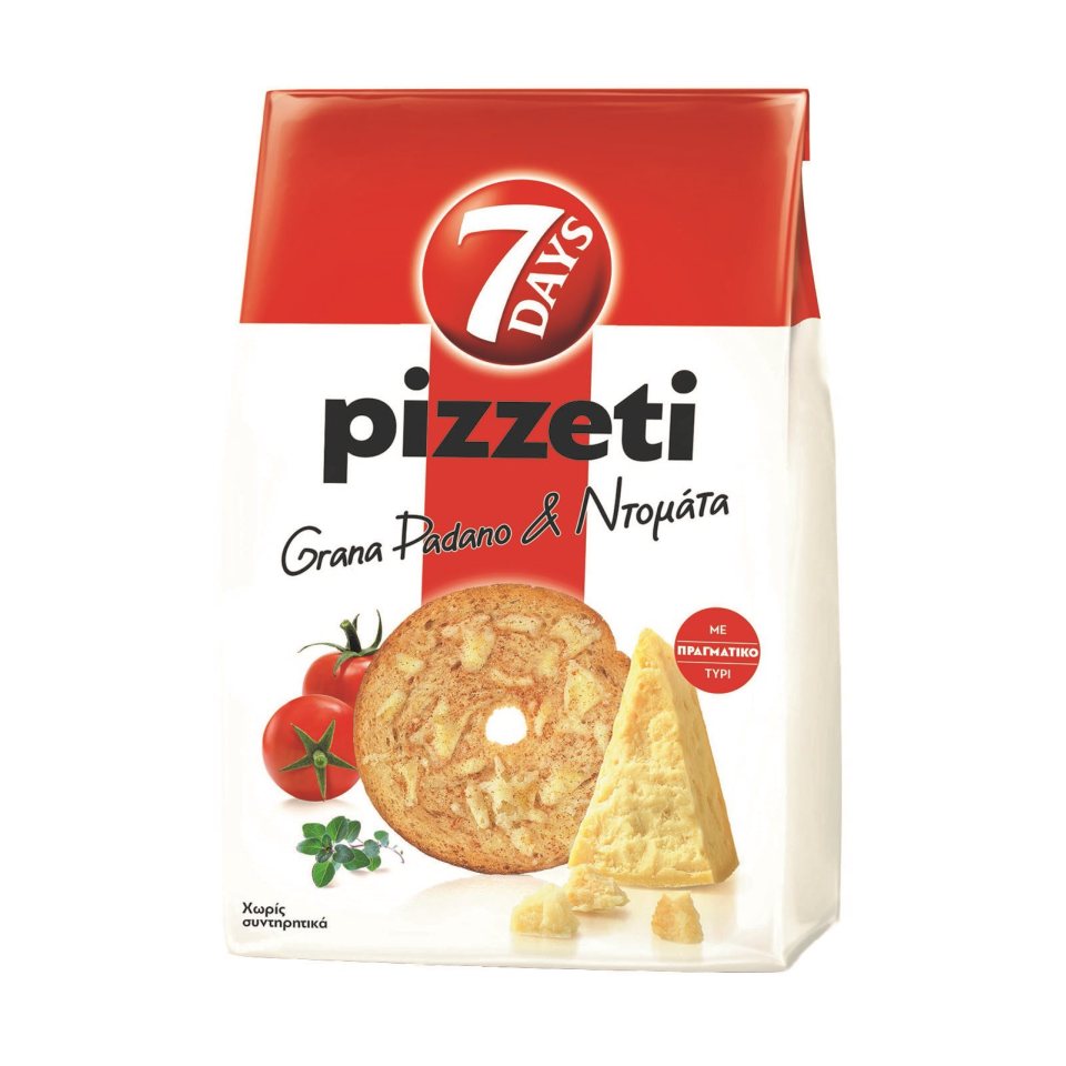 7DAYS | Παξιμαδάκια Pizzeti Τυρί Grana Padano Ντομάτα 80g | AB