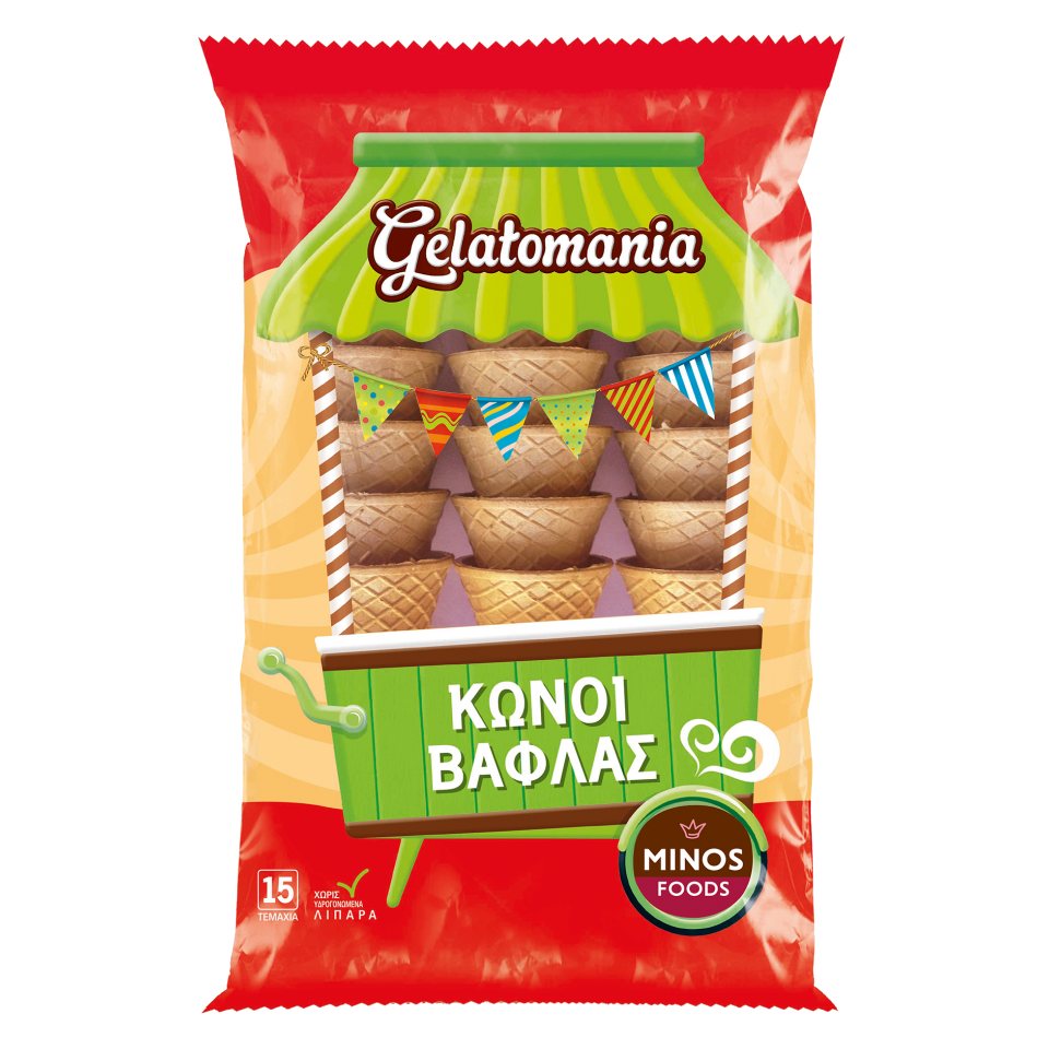 GELATOMANIA | ΚΩΝΟΙ ΒΑΦΛΑΣ 15ΤΜΧ 60Γ | AB