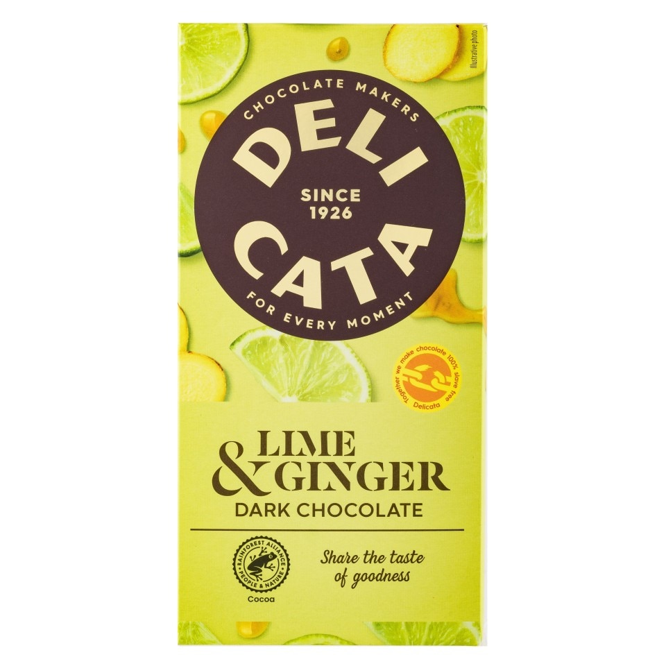 DELICATA | Μαύρη Σοκολάτα Lime και Ginger 90g | AB