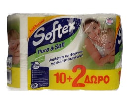SOFTEX | ΧΑΡΤΙ ΥΓΕΙΑΣ PURE & SOFT 2 ΦΥΛΛΑ 12 ΤΕΜ | AB