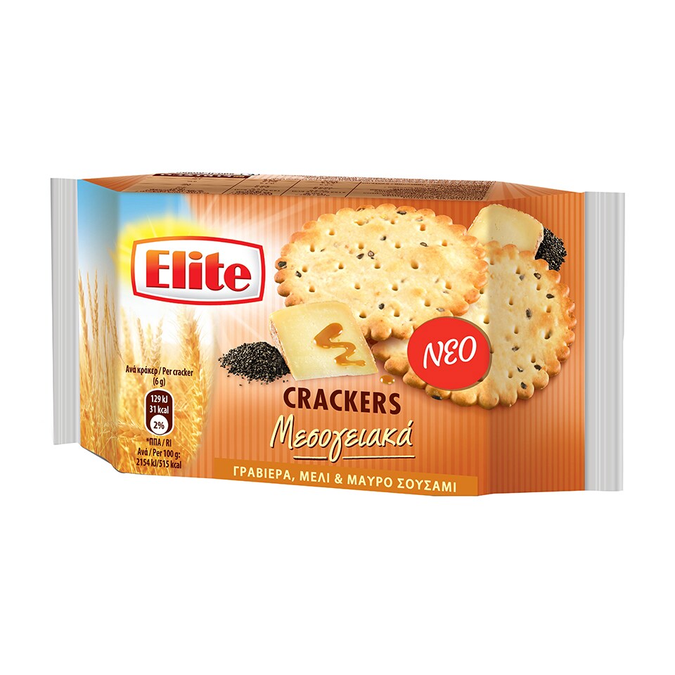ELITE | Κράκερς Γραβιέρα Μέλι & Σουσάμι 105g | AB