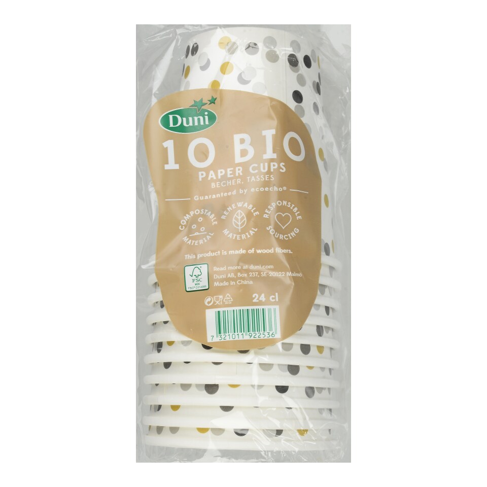 DUNI BIO | Ποτήρια Βιοδιασπώμενα Dots 10 Τεμάχια | AB