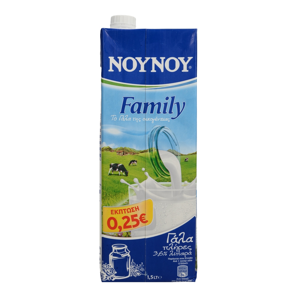 ΝΟΥΝΟΥ | FAMILY | ΓΑΛΑ ΥΨΗΛΗΣ ΠΑΣΤΕΡΙΩΣΗΣ ΠΛΗΡΕΣ 1.5LT | AB