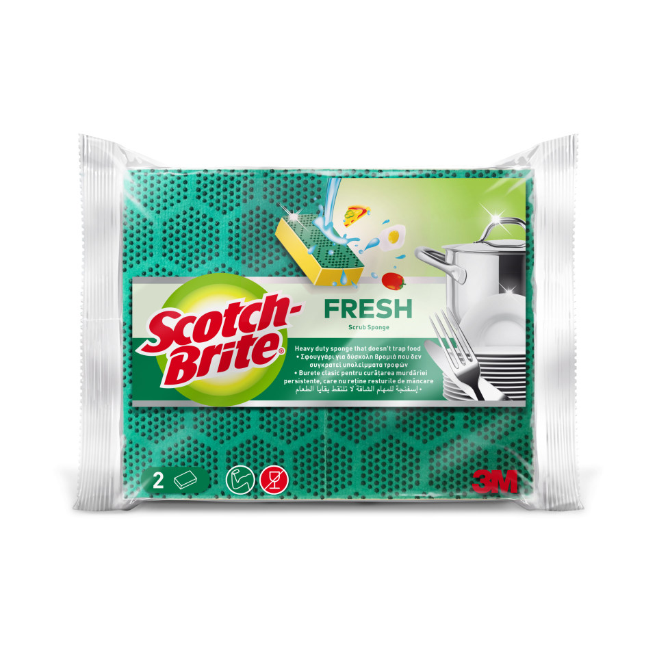 SCOTCH BRITE | Σφουγγάρι Κουζίνας Fresh Πολύ Δυνατό 2 Τεμάχια | AB