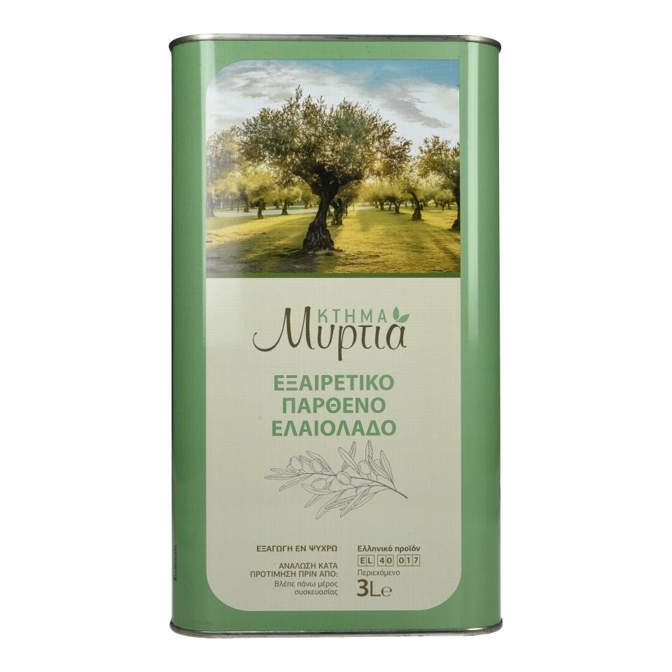 ΚΤΗΜΑ ΜΥΡΤΙΑ | Ελαιόλαδο Εξαιρετικό Παρθένο Κτήμα Μυρτιά 3lt | AB