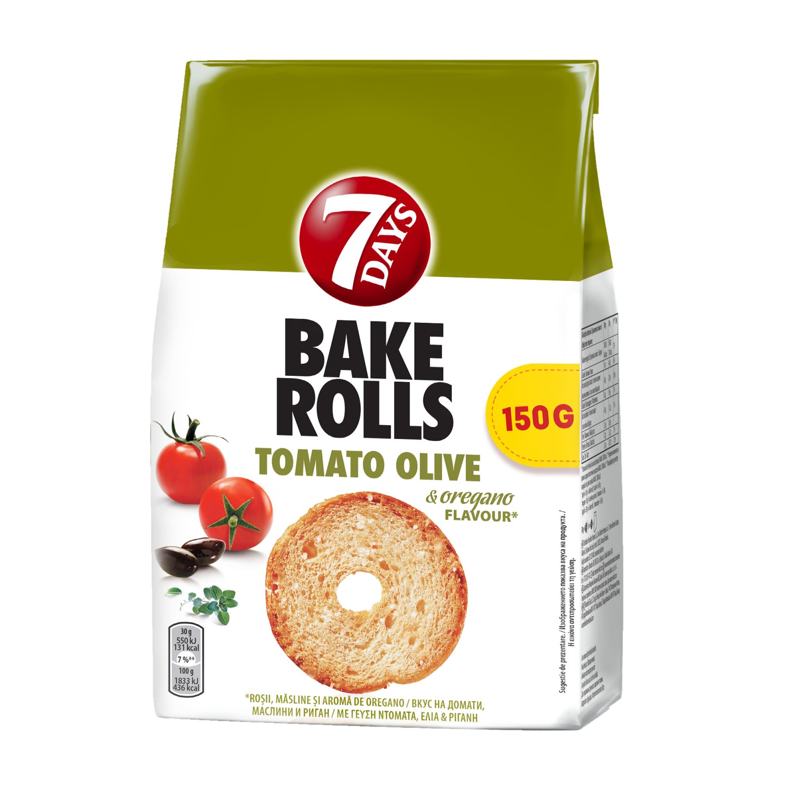 7DAYS | Σνακ Bake Rolls Ντομάτα Ελιά 150g | AB