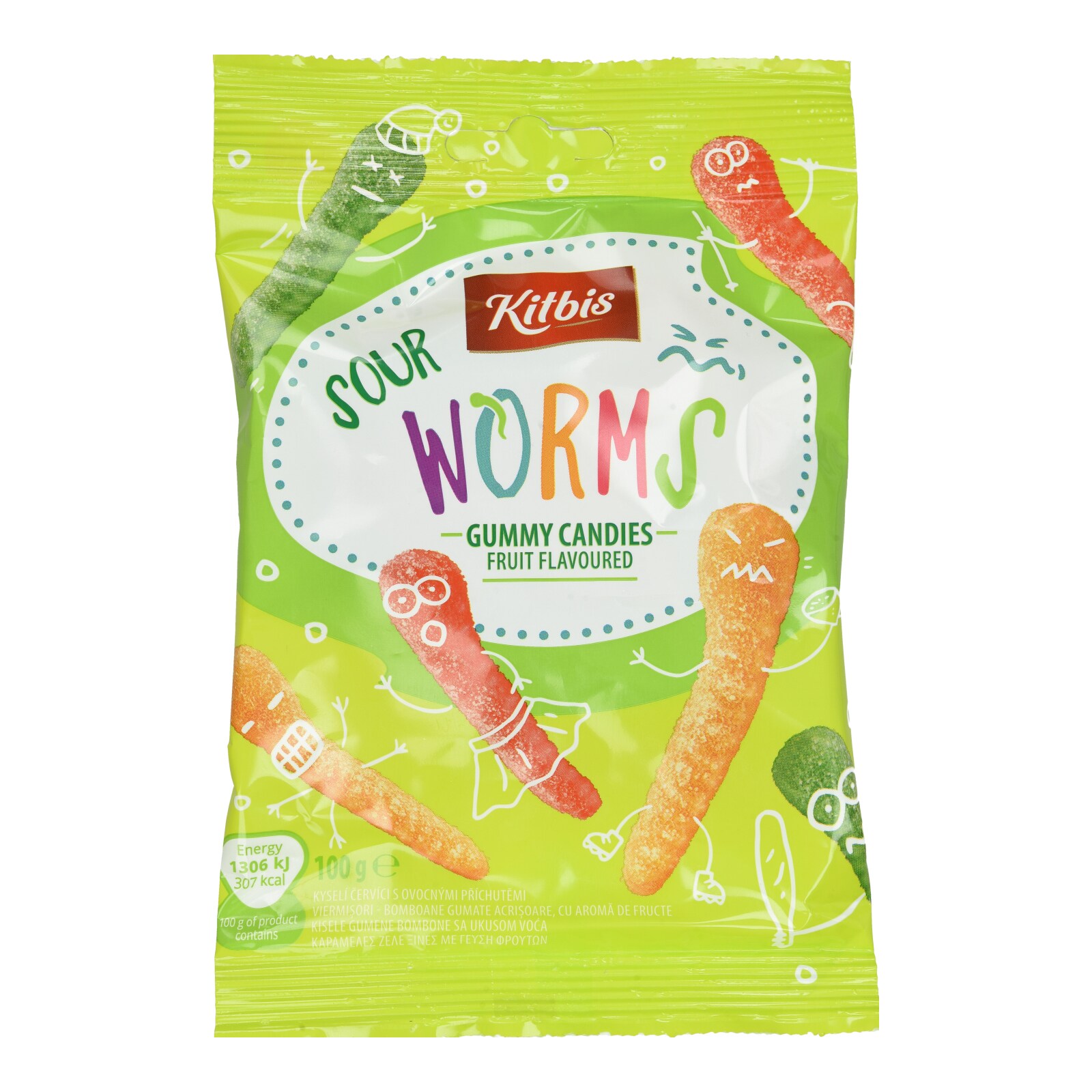 KITBIS | Ζελεδάκια Sour Worms Γεύση Φρούτων 100g | AB